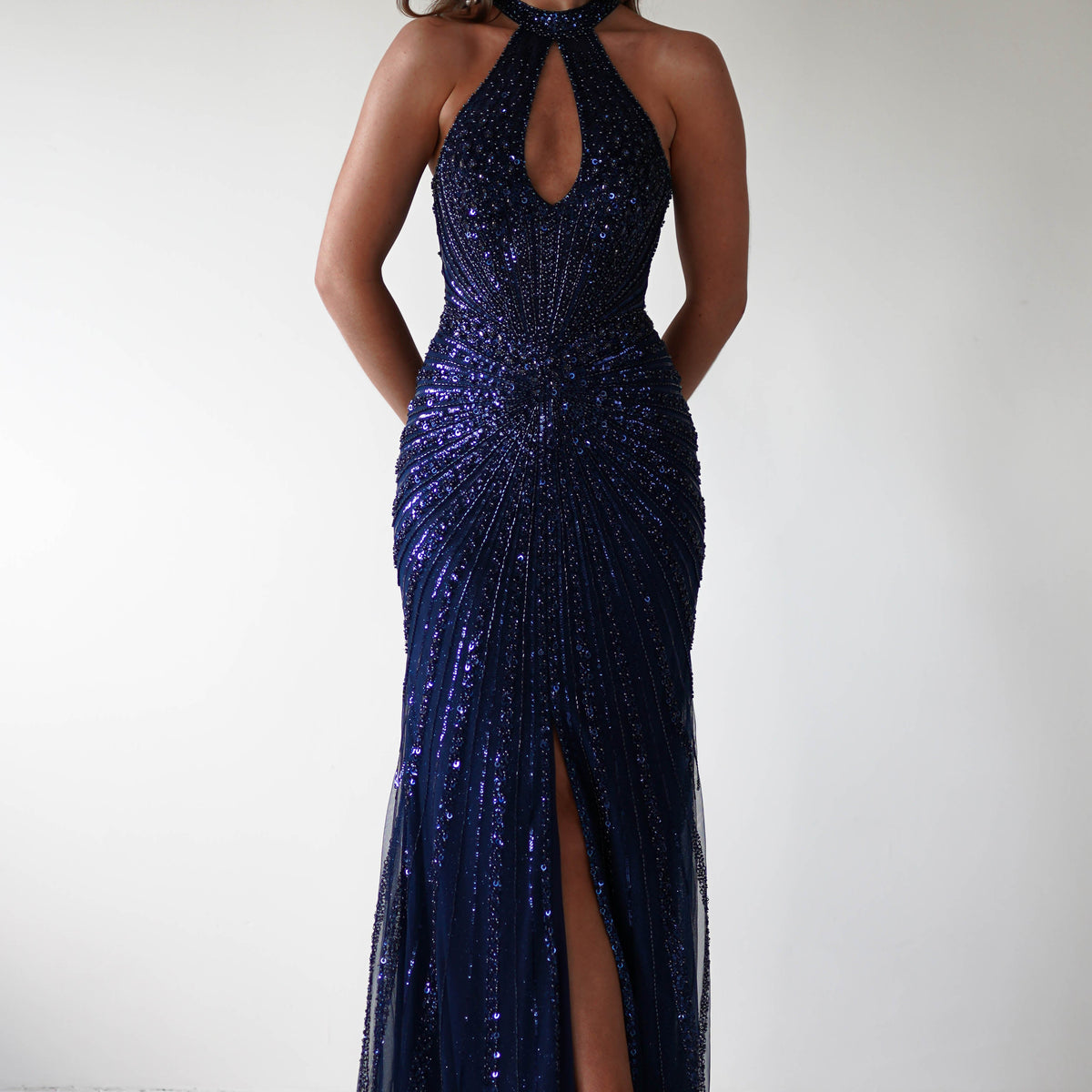 Santana Beaded Keyhole Gown | Midnight | Debs & Prom | Formal Gown – Oh ...