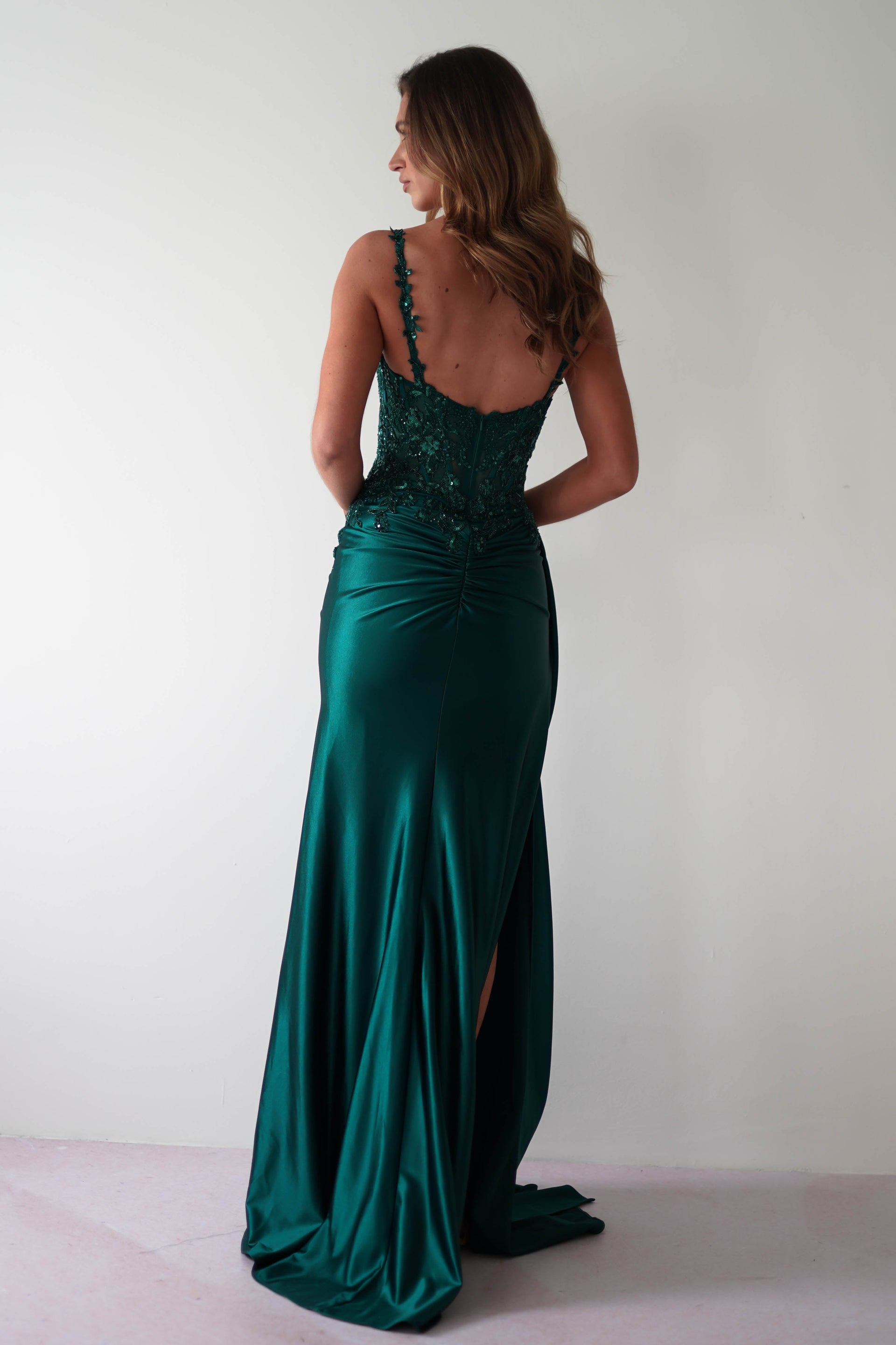Cindy Pleated Bodice Gown | Emerald Green – Oh Hello Clothing