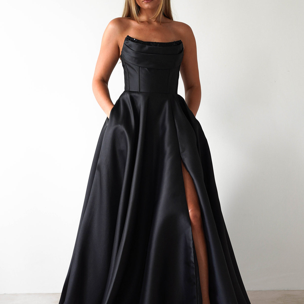 Pepper Strapless A-Line Maxi Gown | Black | Debs & Prom | Formal Gown ...