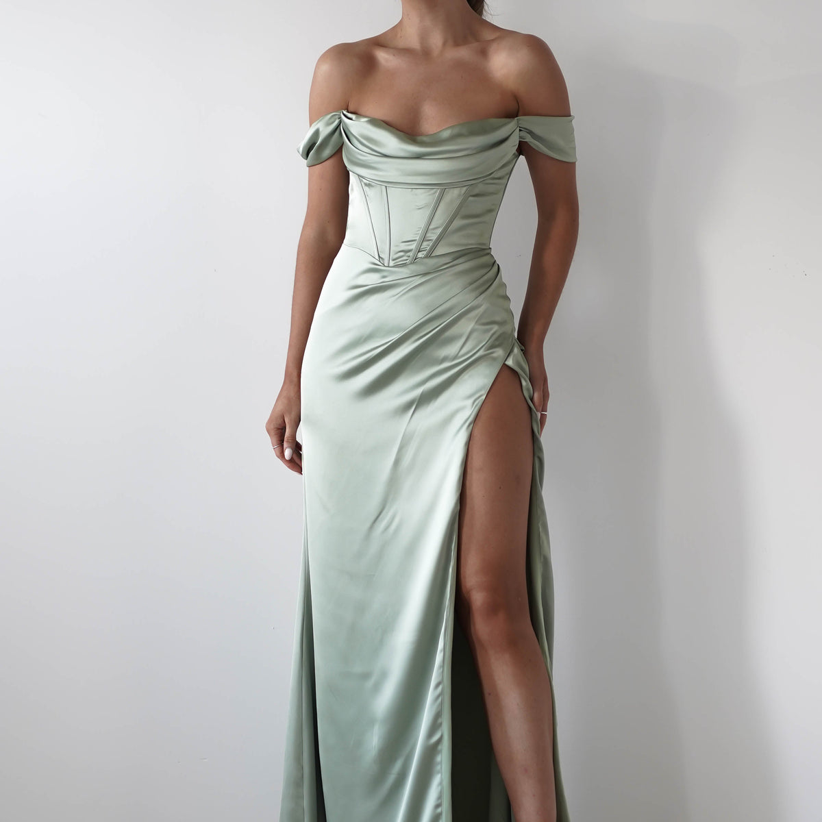 Dionne Soft Coset Maxi Gown | Sage – Oh Hello Clothing