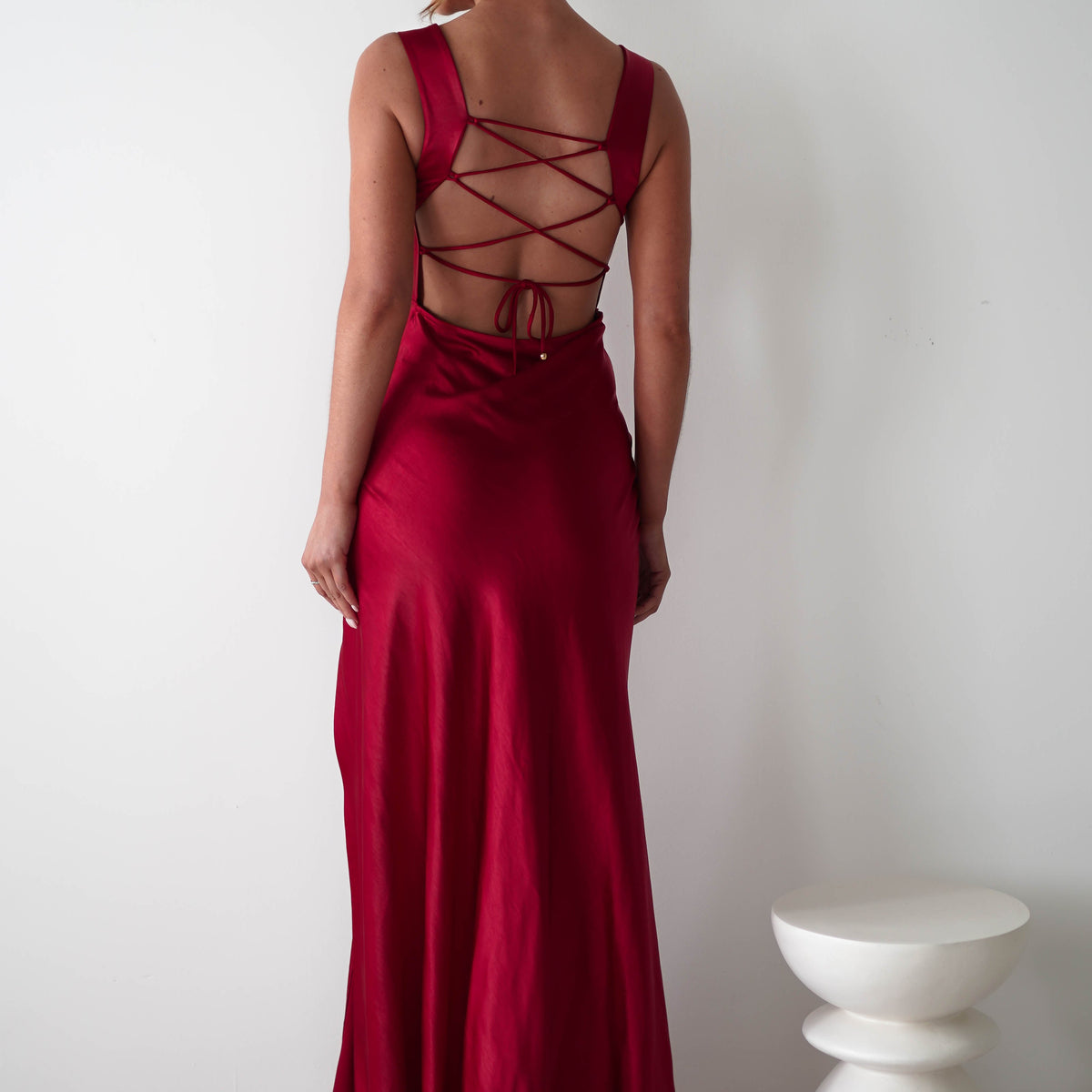 Riviera Soft Satin Maxi Gown | Berry Red | Debs & Prom | Formal Gown ...
