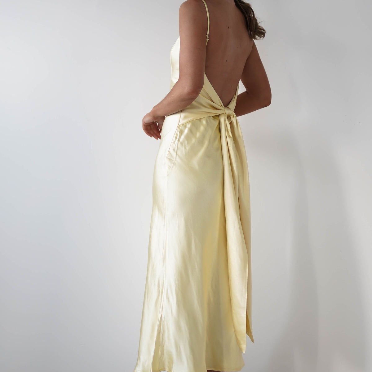 Hermie Silky Satin Maxi Dress | Lemon – Oh Hello Clothing