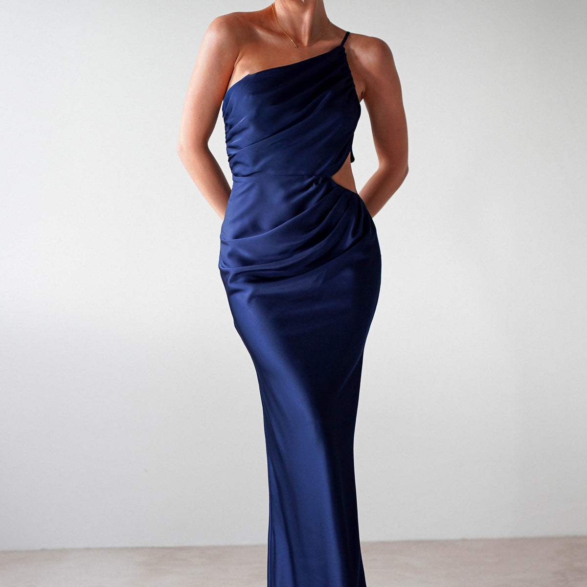 Lyra Soft Matte Satin Maxi Dress | Navy | Oh Hello Clothing