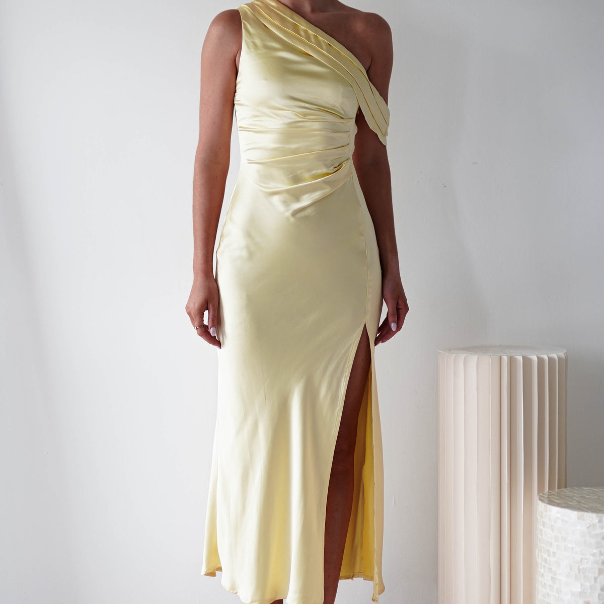Zeila Soft Satin Maxi Dress | Yellow | Oh Hello Clothing